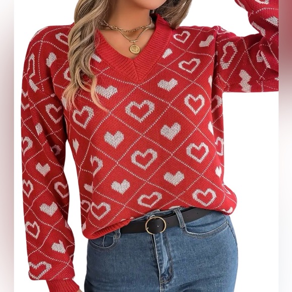 Sweaters | 143 Redwhite Heart Sweater | Poshmark